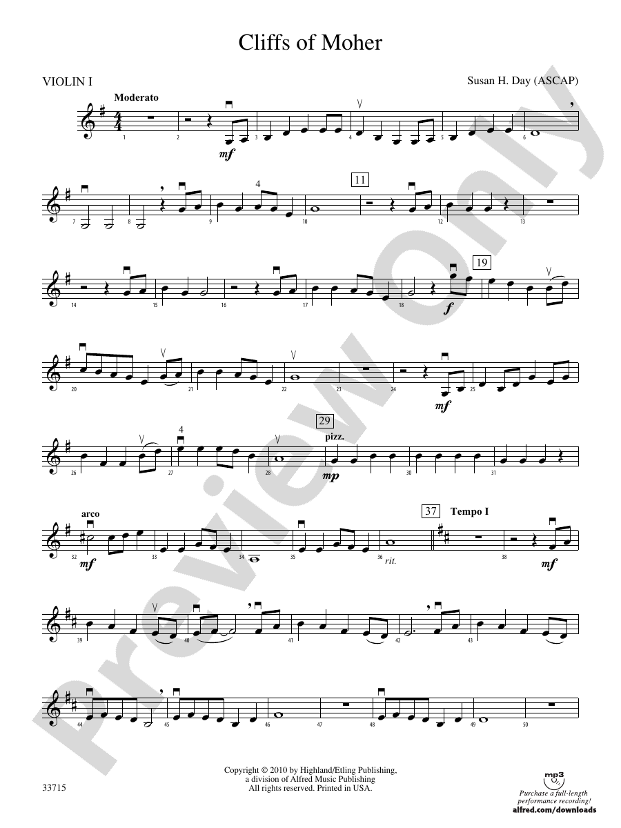 Cliffs of Moher: 1st Violin: 1st Violin Part - Digital Sheet Music Download