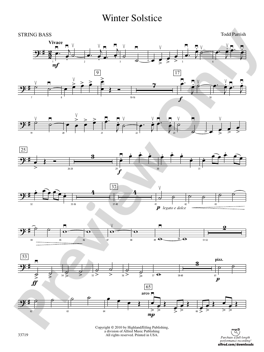 Winter Solstice: String Bass: String Bass Part - Digital Sheet Music ...