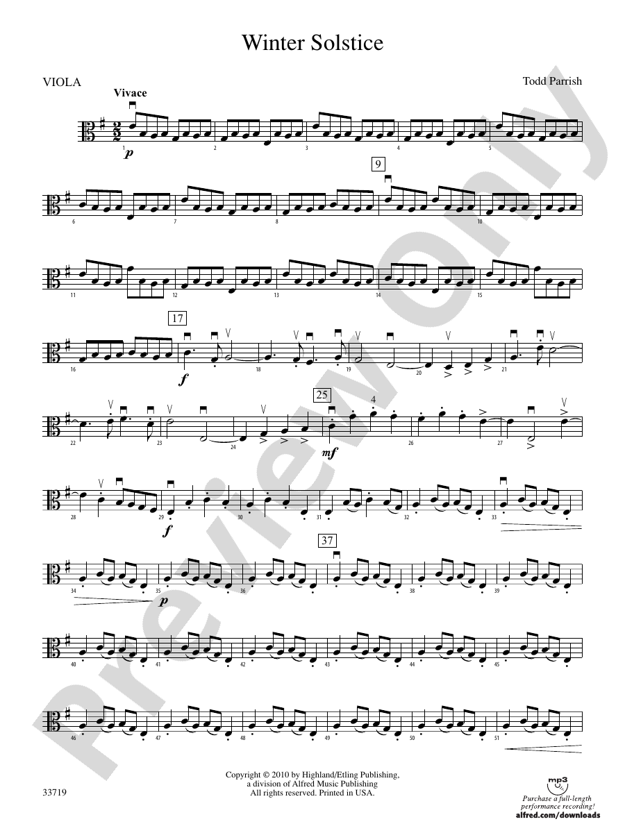 Winter Solstice: Viola: Viola Part - Digital Sheet Music Download