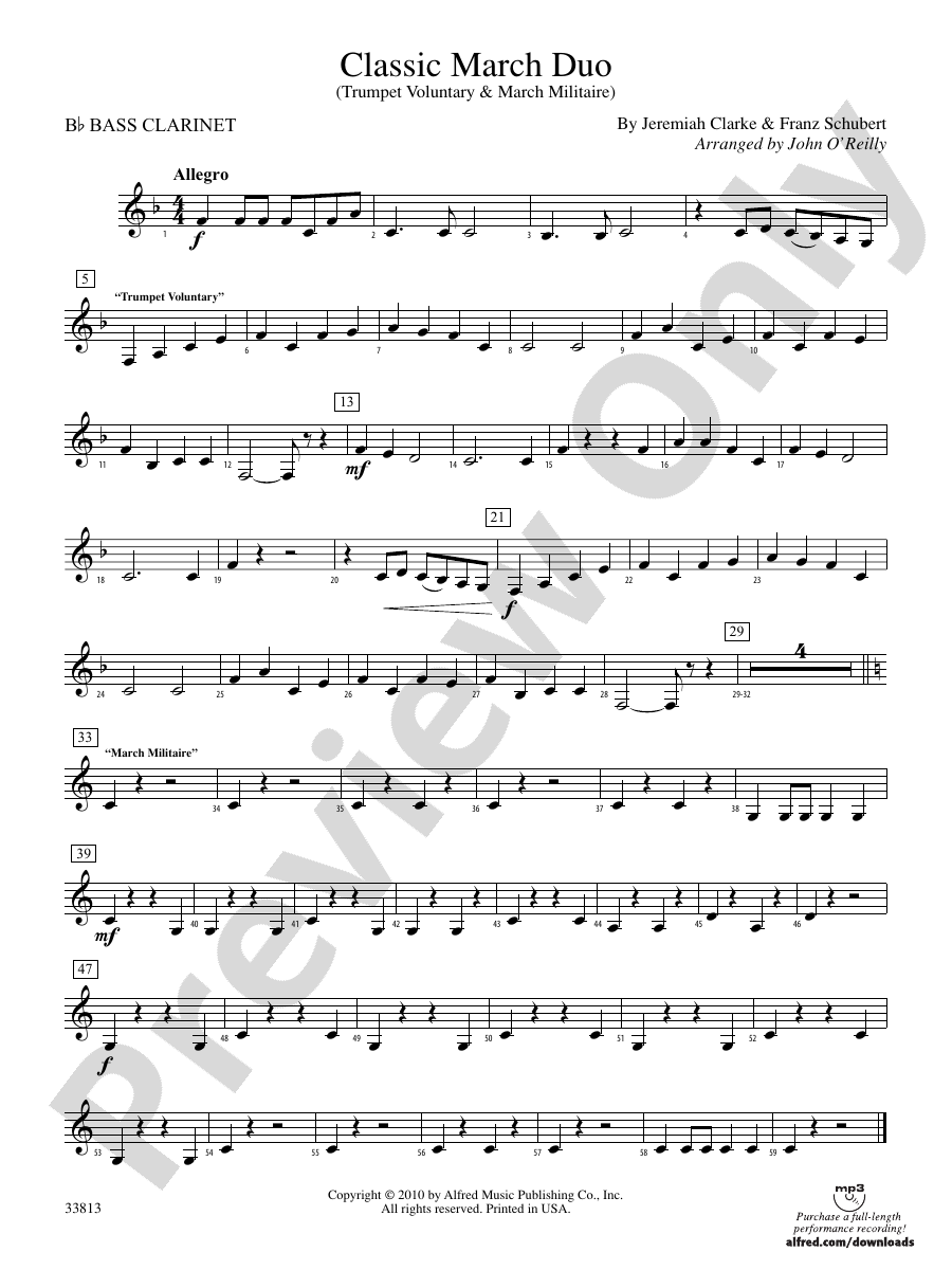 Classic March Duo: B-flat Bass Clarinet: B-flat Bass Clarinet Part ...