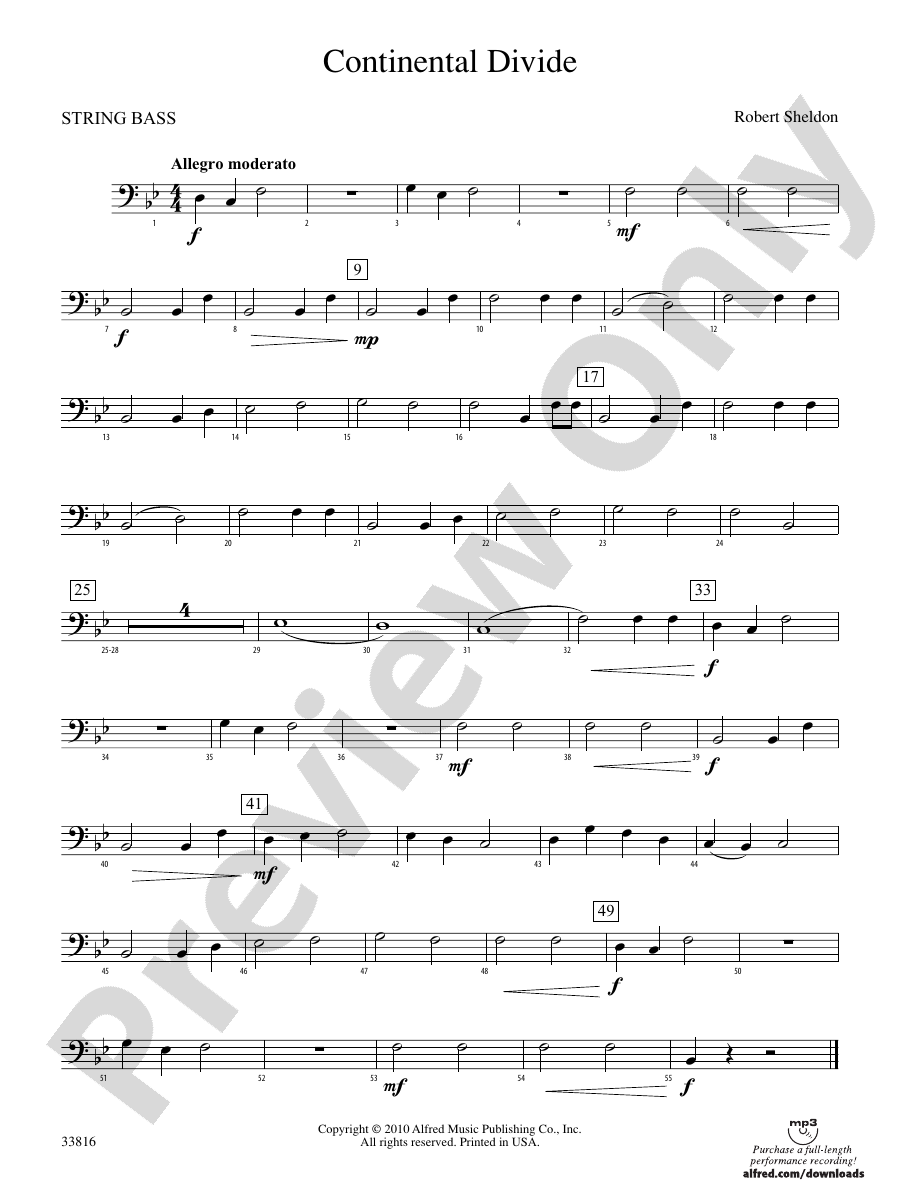 Continental Divide: (wp) String Bass: (wp) String Bass World Part - Digital Sheet Music Download
