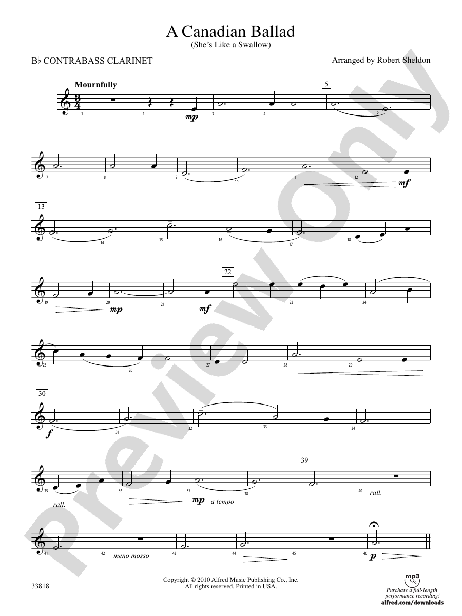 A Canadian Ballad: (wp) B-flat Contrabass Clarinet: (wp) B-flat Contrabass Clarinet World Part ...