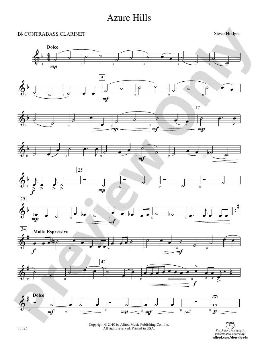 Azure Hills: (wp) B-flat Contrabass Clarinet: (wp) B-flat Contrabass Clarinet World Part ...