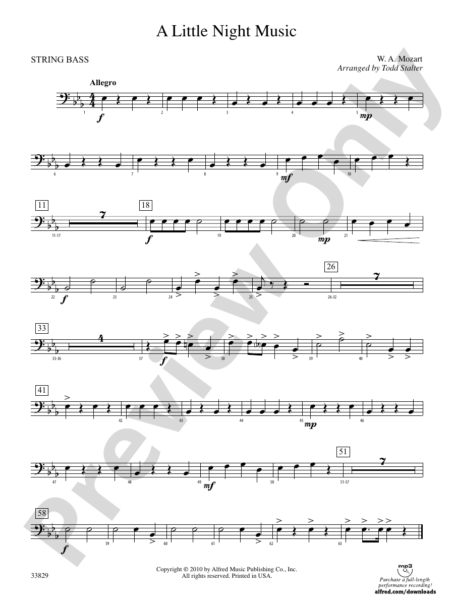 A Little Night Music: (wp) String Bass: (wp) String Bass World Part - Digital Sheet Music Download