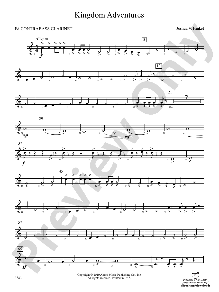 Kingdom Adventures: (wp) B-flat Contrabass Clarinet: (wp) B-flat Contrabass Clarinet World Part ...