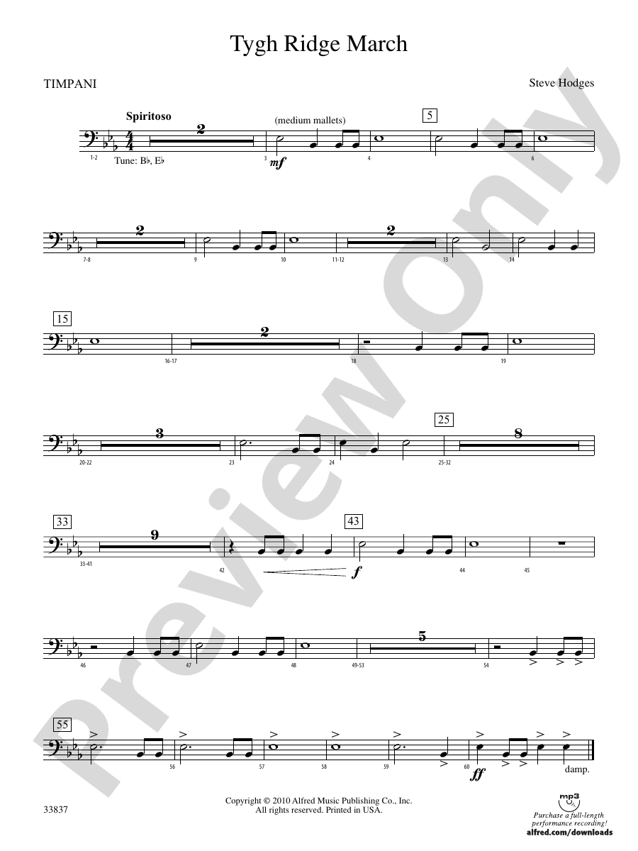 Tygh Ridge March: Timpani: Timpani Part - Digital Sheet Music Download