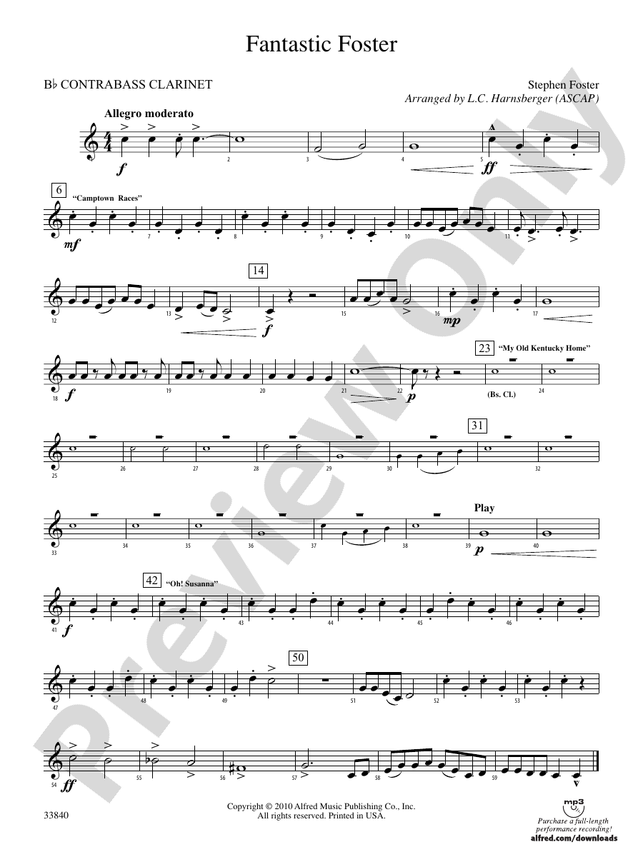 Fantastic Foster: (wp) B-flat Contrabass Clarinet: (wp) B-flat Contrabass Clarinet World Part ...