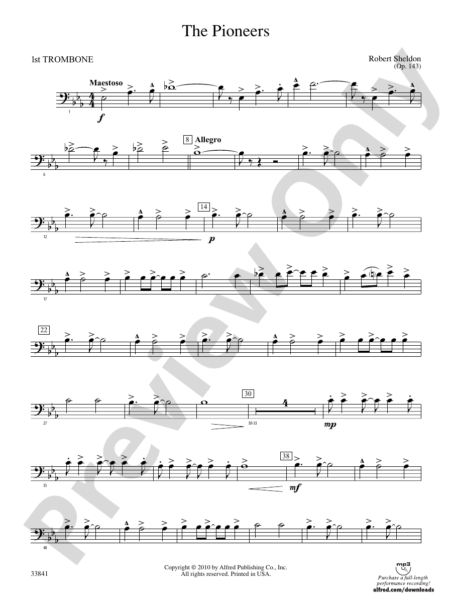The Pioneers: 1st Trombone: 1st Trombone Part - Digital Sheet Music ...