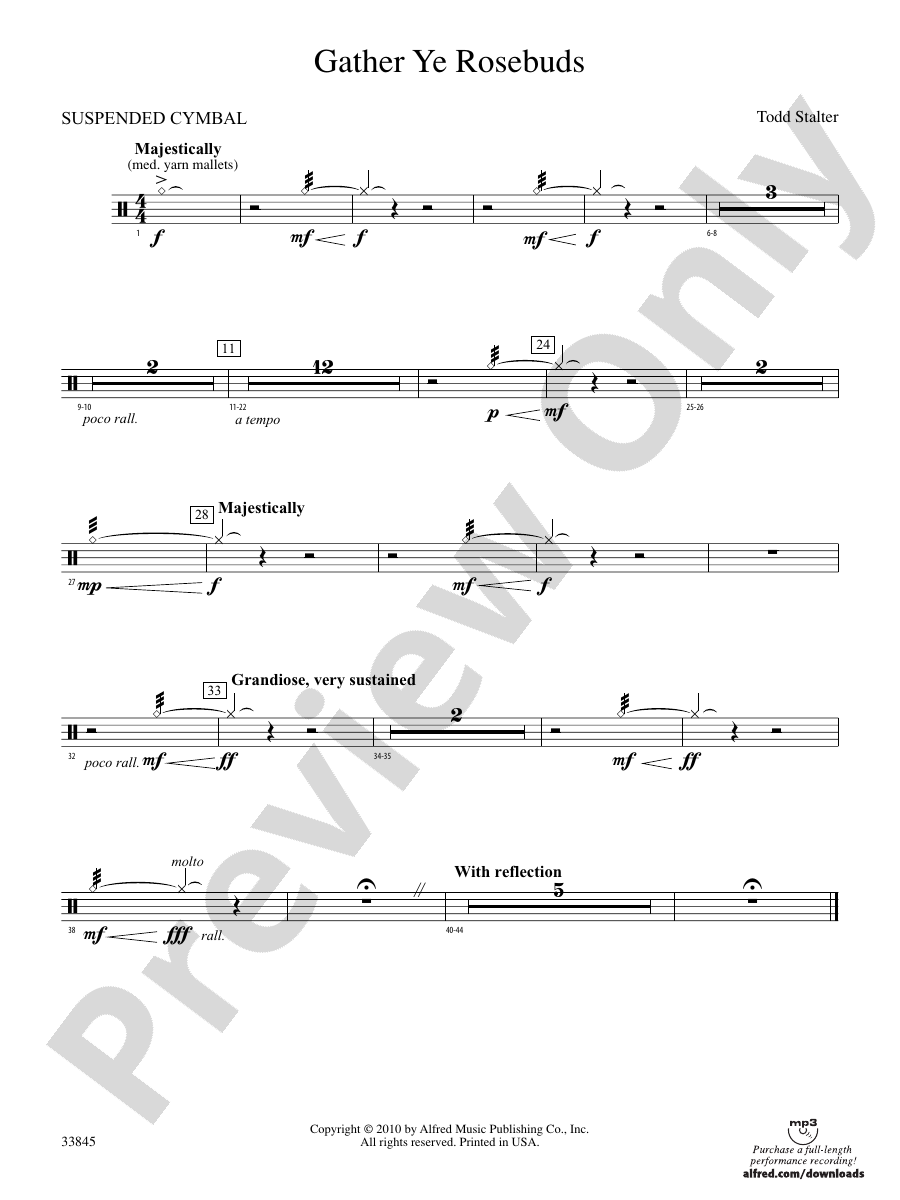 Gather Ye Rosebuds: Cymbals: Cymbals Part - Digital Sheet Music Download