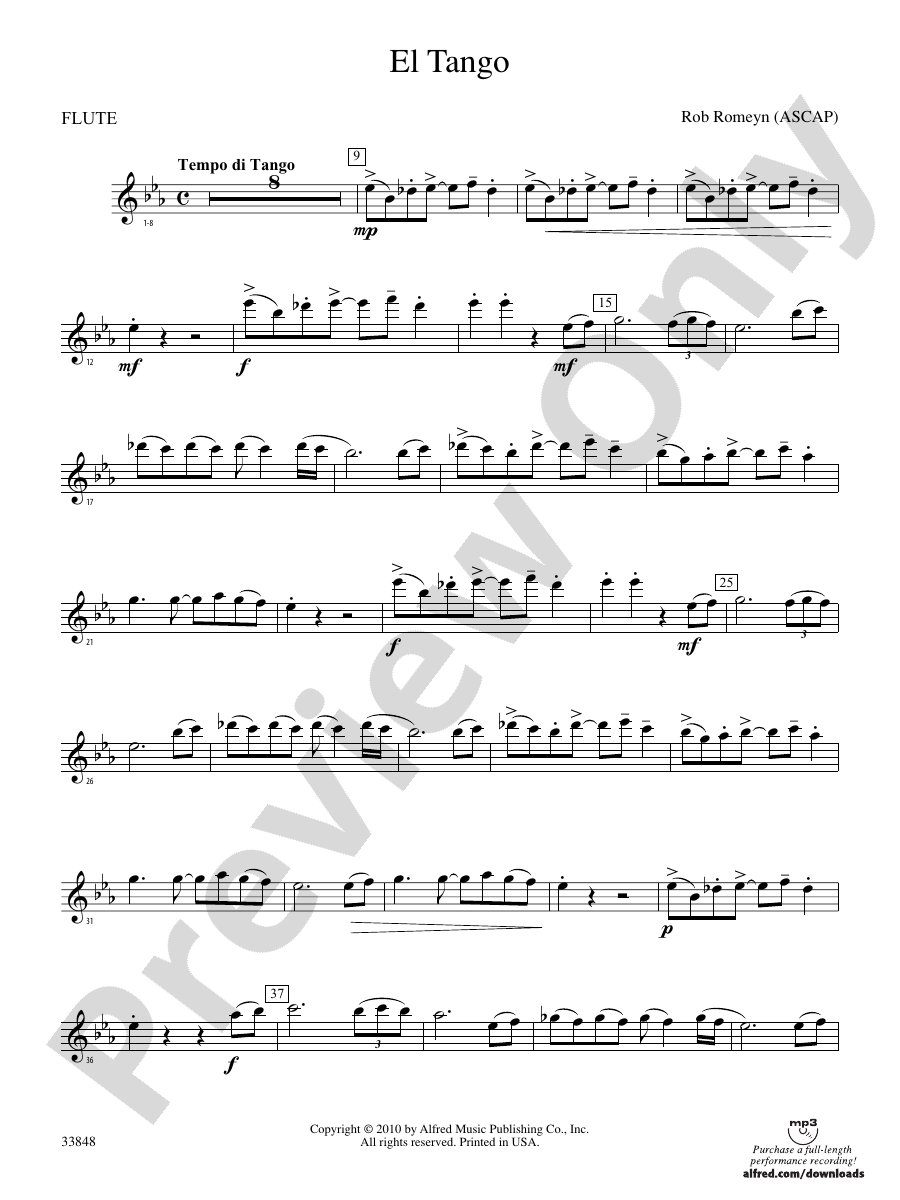 El Tango: Flute: Flute Part - Digital Sheet Music Download