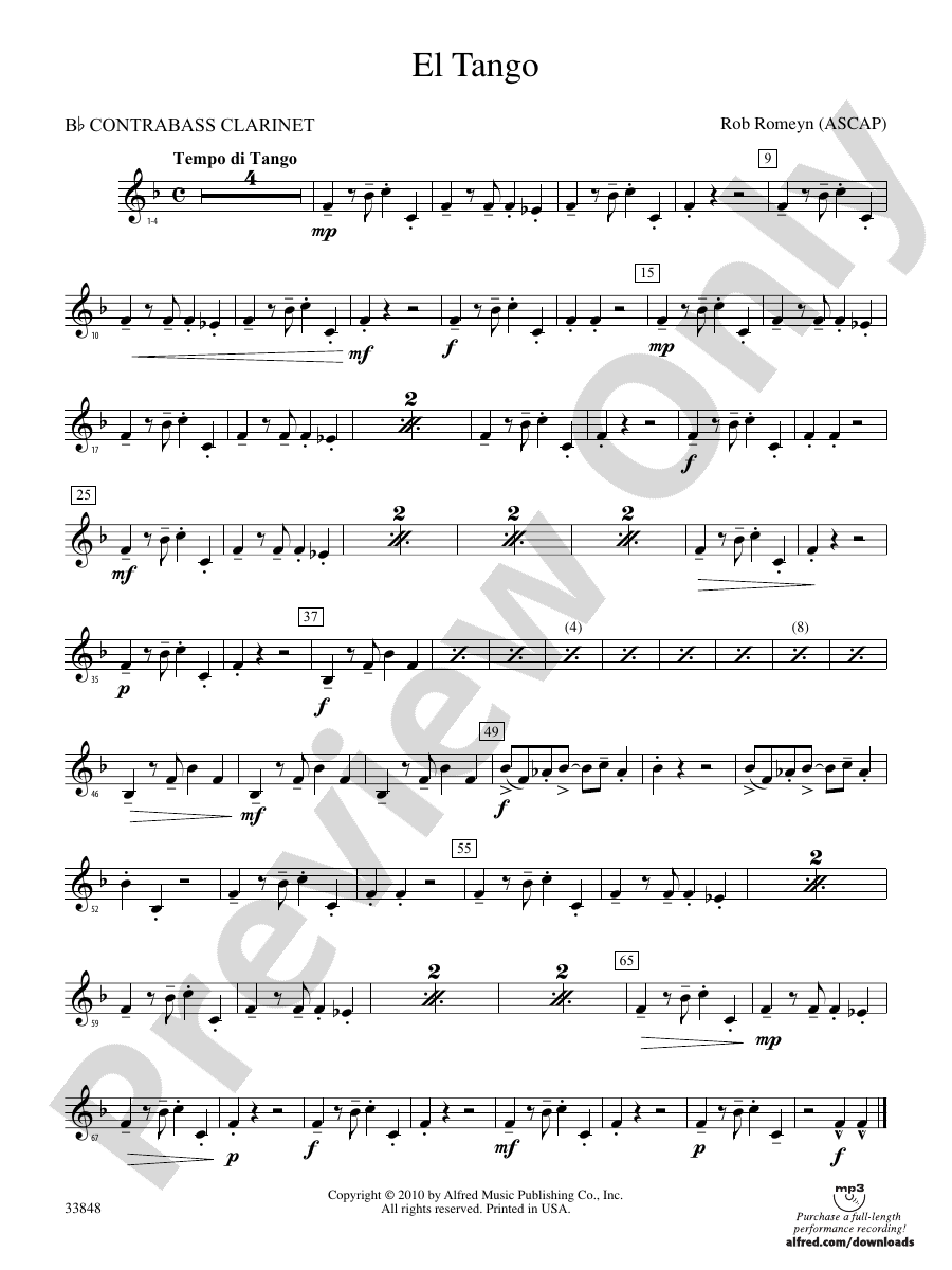 El Tango: (wp) B-flat Contrabass Clarinet: (wp) B-flat Contrabass Clarinet World Part - Digital ...