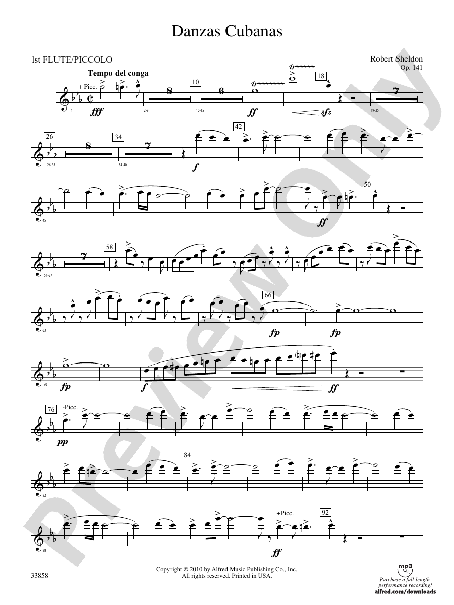 Danzas Cubanas: Flute: Flute Part - Digital Sheet Music Download