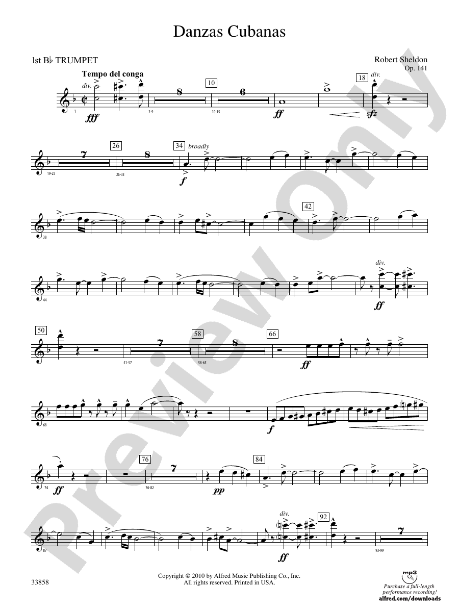 Danzas Cubanas: 1st B-flat Trumpet: 1st B-flat Trumpet Part - Digital Sheet Music Download