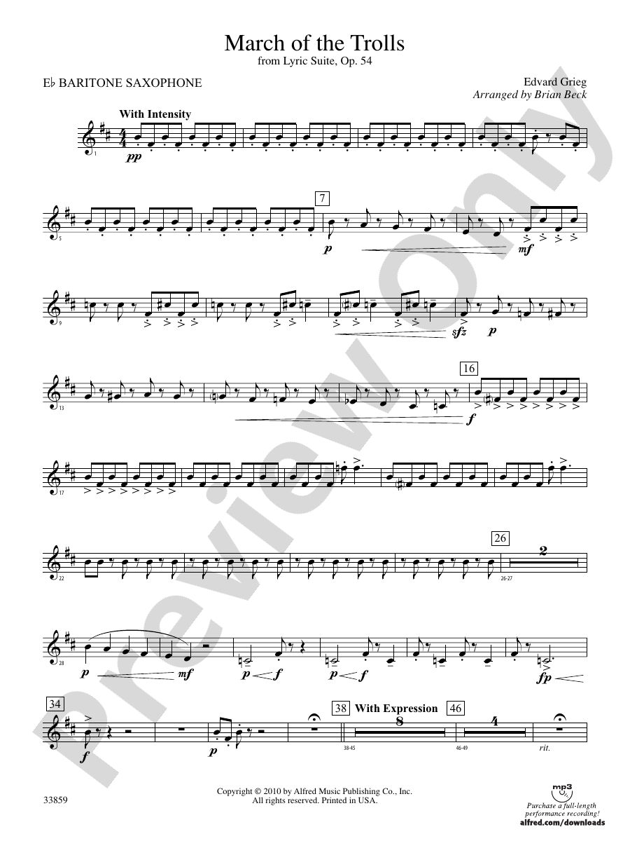 March Of The Trolls E Flat Baritone Saxophone E Flat Baritone