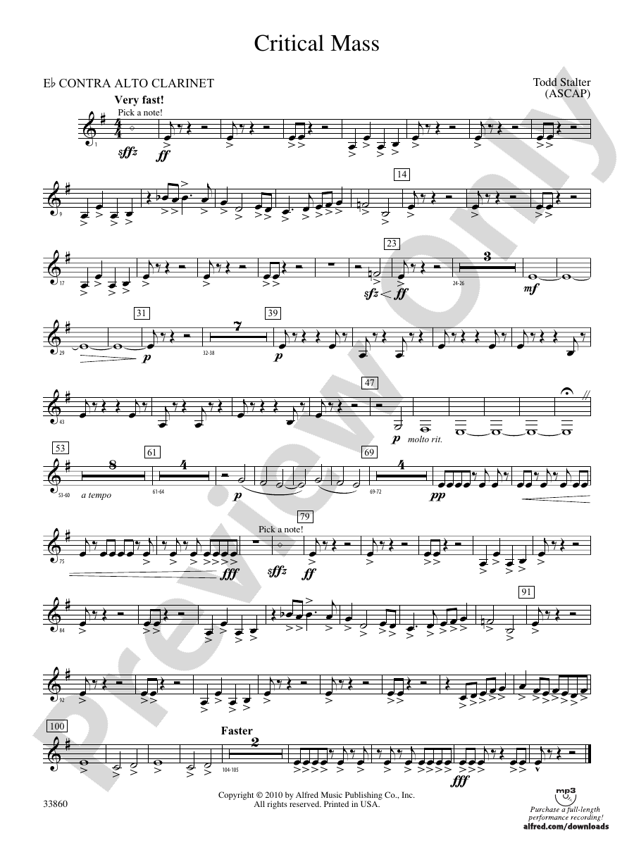 Critical Mass: (wp) E-flat Contrabass Clarinet: (wp) E-flat Contrabass Clarinet World Part ...