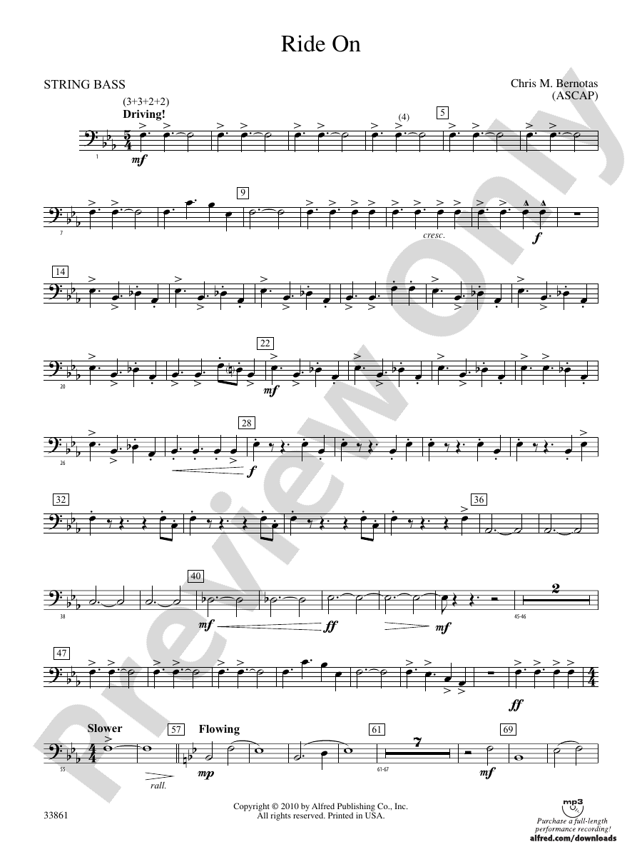 Ride On: (wp) String Bass: (wp) String Bass World Part - Digital Sheet Music Download