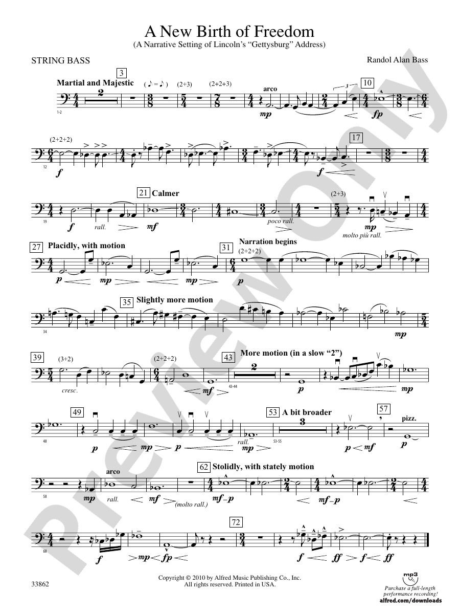 A New Birth of Freedom: (wp) String Bass: (wp) String Bass World Part - Digital Sheet Music Download