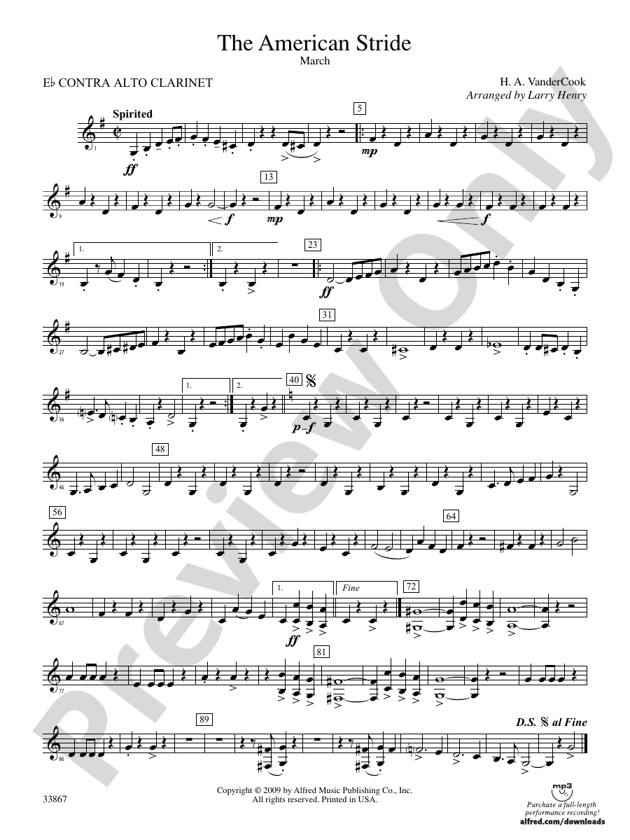 The American Stride: (wp) E-flat Contrabass Clarinet: (wp) E-flat Contrabass Clarinet World Part ...