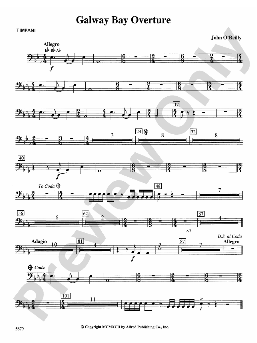 Galway Bay Overture: Timpani: Timpani Part - Digital Sheet Music Download