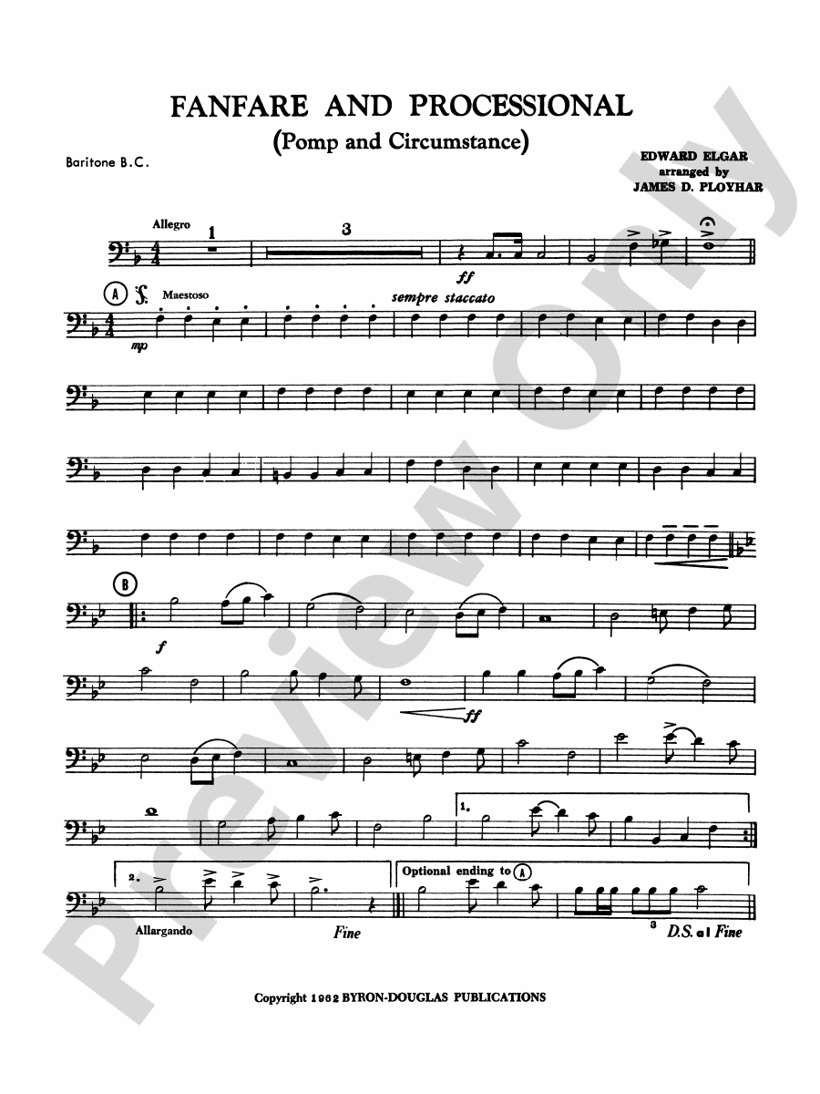 Fanfare, Processional and Recessional: Baritone B.C.: Baritone B.C ...