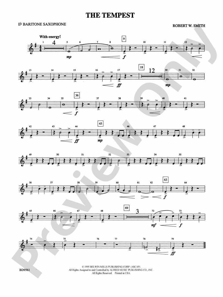 The Tempest: E-flat Baritone Saxophone: E-flat Baritone Saxophone Part - Digital Sheet Music ...