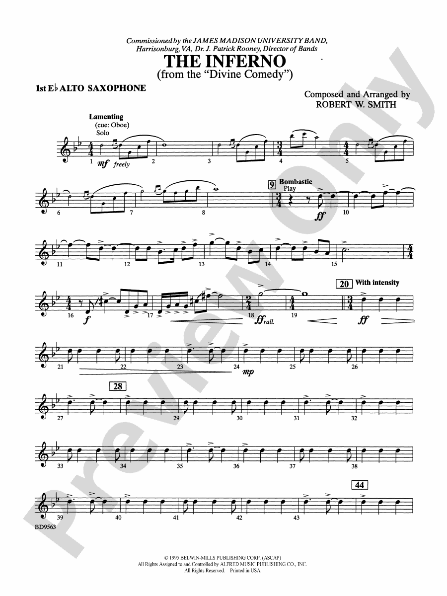 The Inferno: E-flat Alto Saxophone: E-flat Alto Saxophone Part ...