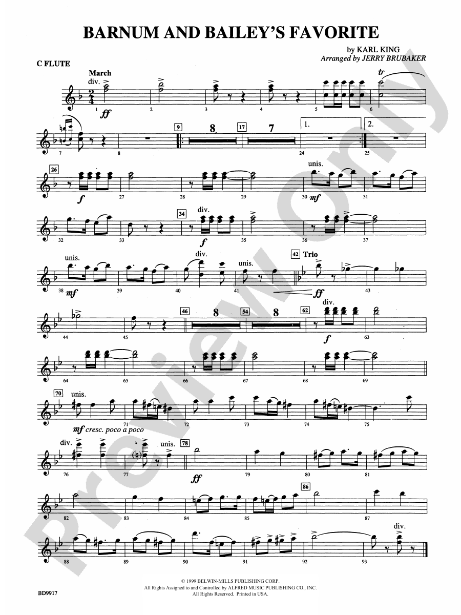 Barnum and Bailey's Favorite: Flute: Flute Part - Digital Sheet Music ...