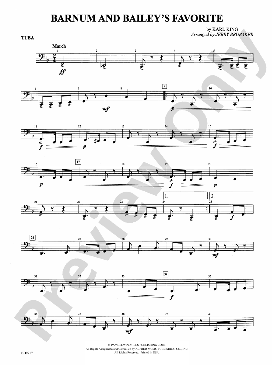 Barnum and Bailey's Favorite: Tuba: Tuba Part - Digital Sheet Music ...