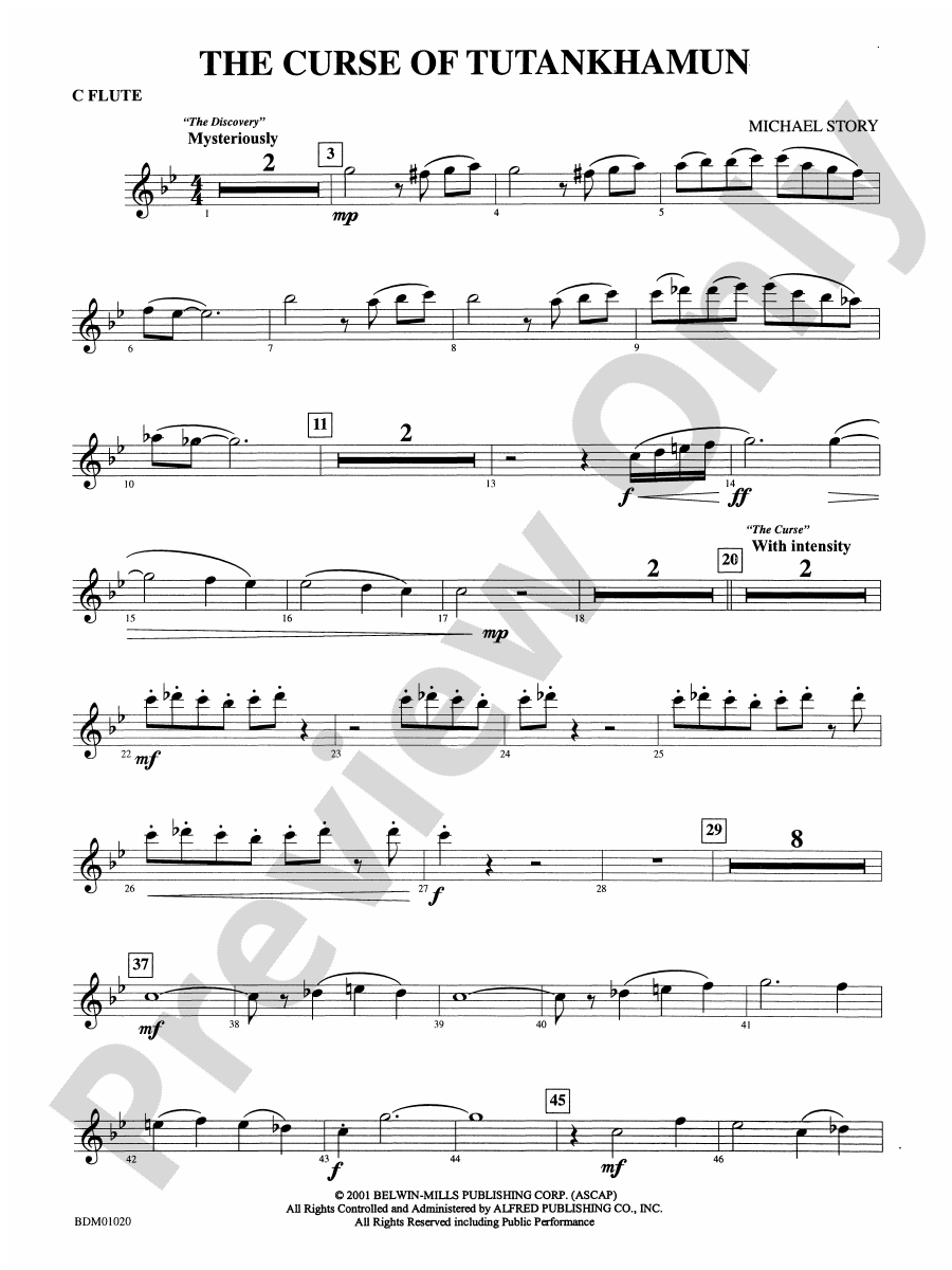 The Curse of Tutankhamun: Flute: Flute Part - Digital Sheet Music Download