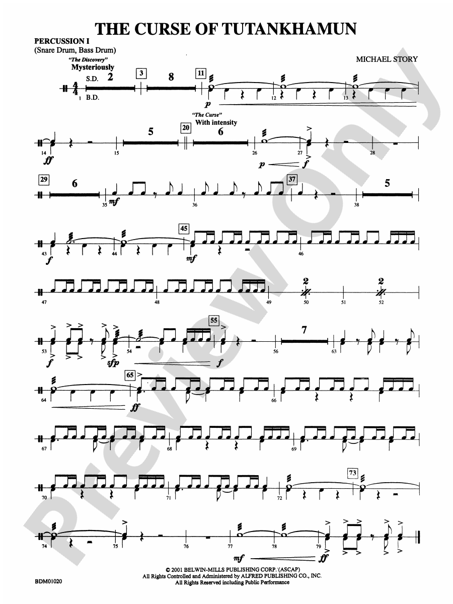 The Curse of Tutankhamun: 1st Percussion: 1st Percussion Part - Digital ...