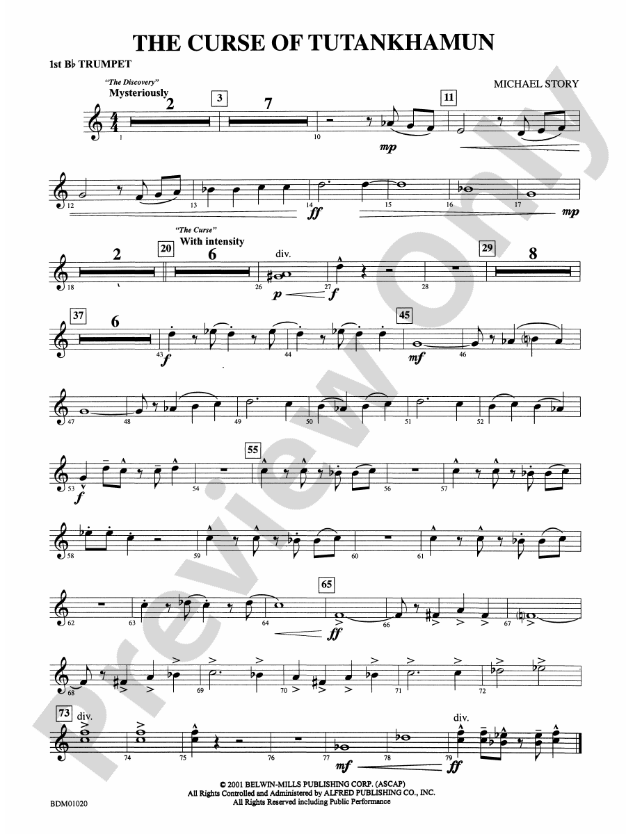 The Curse of Tutankhamun: 1st B-flat Trumpet: 1st B-flat Trumpet Part ...