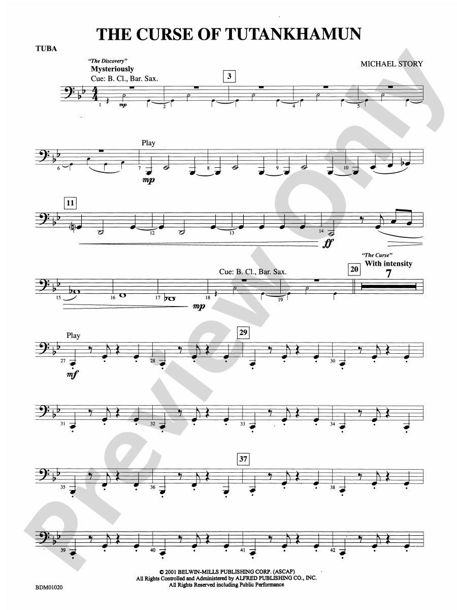 The Curse of Tutankhamun: Tuba: Tuba Part - Digital Sheet Music Download