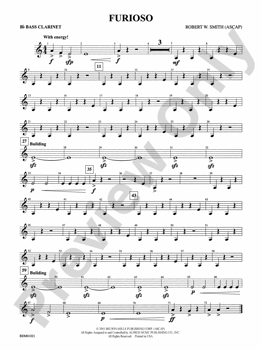 Furioso: B-flat Bass Clarinet: B-flat Bass Clarinet Part - Digital ...