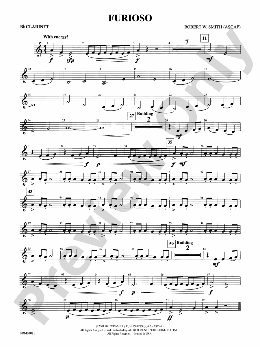Furioso: 1st B-flat Clarinet: 1st B-flat Clarinet Part - Digital Sheet Music Download