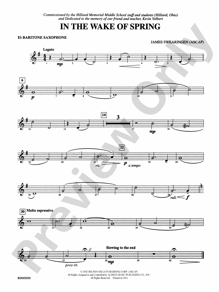 In the Wake of Spring: E-flat Baritone Saxophone: E-flat Baritone ...