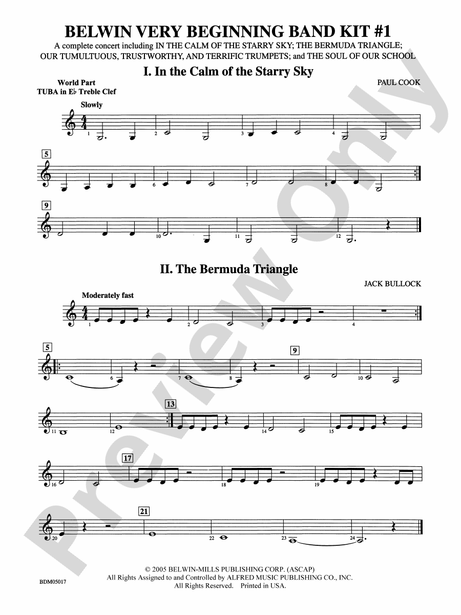 Belwin Very Beginning Band Kit #1: (wp) E-flat Tuba T.C.: (wp) E-flat ...