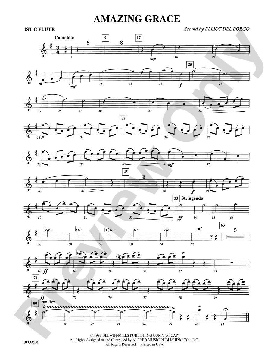 Amazing Grace: Flute: Flute Part - Digital Sheet Music Download