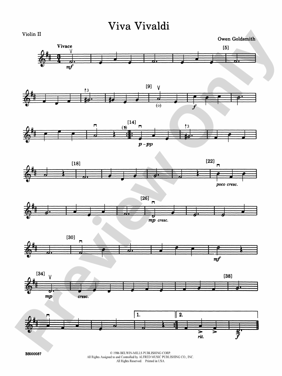 Viva Vivaldi: 2nd Violin: 2nd Violin Part - Digital Sheet Music Download