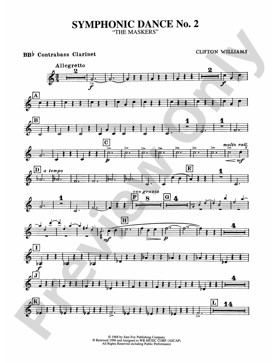 Symphonic Dance No. 2: B-flat Contrabass Clarinet: B-flat Contrabass ...