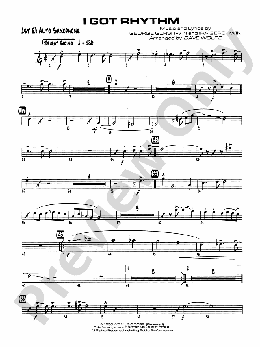I Got Rhythm: E-flat Alto Saxophone: E-flat Alto Saxophone Part ...
