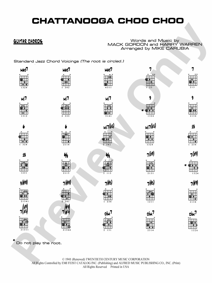 Chattanooga Choo Choo: Guitar Chords: Guitar Chords Part - Digital ...