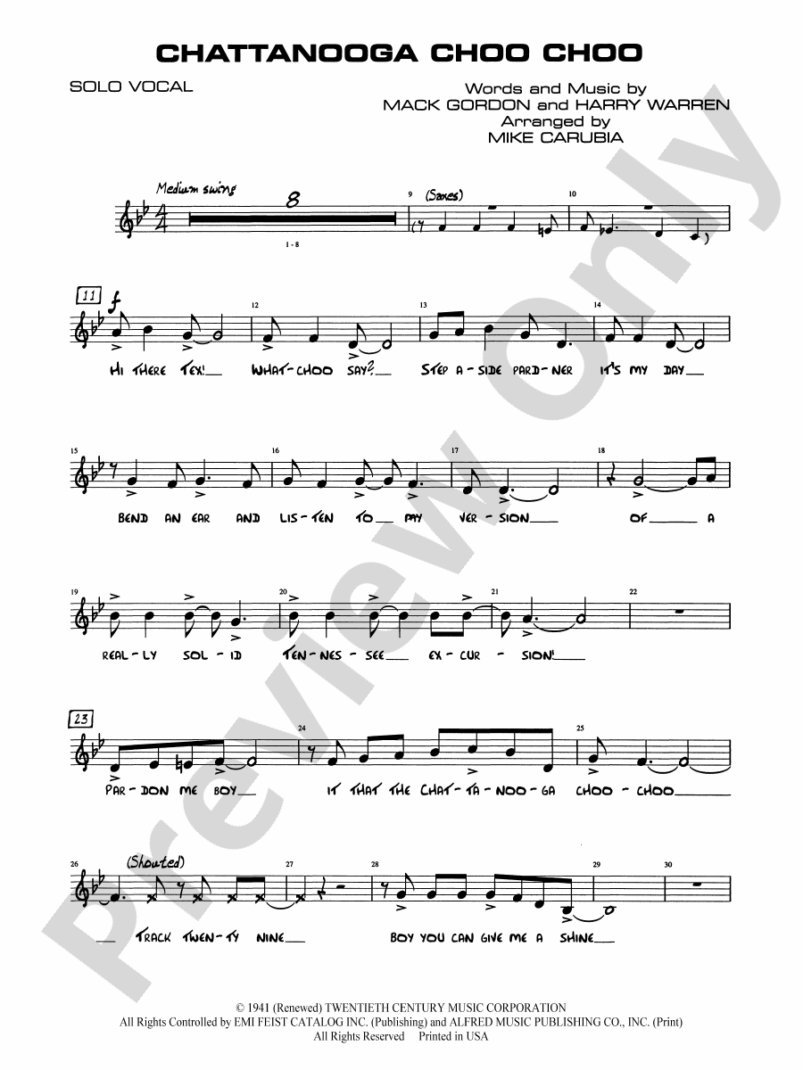 Chattanooga Choo Choo: Solo: Solo Part - Digital Sheet Music Download