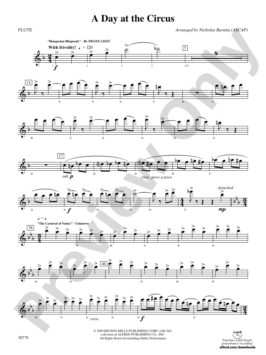 A Day at the Circus: Flute: Flute Part - Digital Sheet Music Download