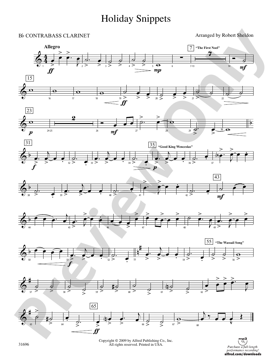 Holiday Snippets: (wp) B-flat Contrabass Clarinet: (wp) B-flat Contrabass Clarinet World Part ...