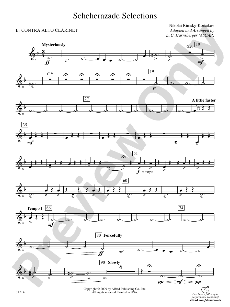 Scheherazade Selections: (wp) E-flat Contrabass Clarinet: (wp) E-flat Contrabass Clarinet World ...