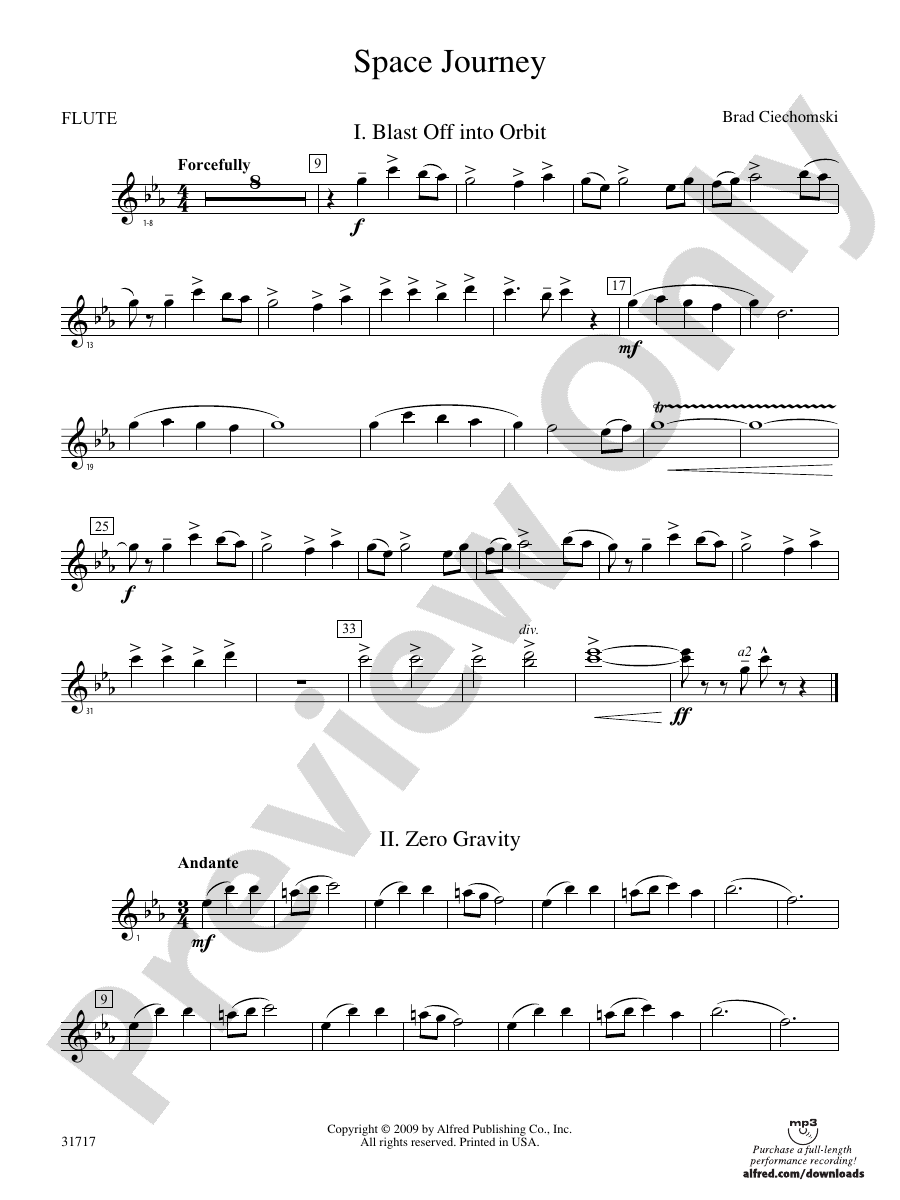 Space Journey: Flute: Flute Part - Digital Sheet Music Download