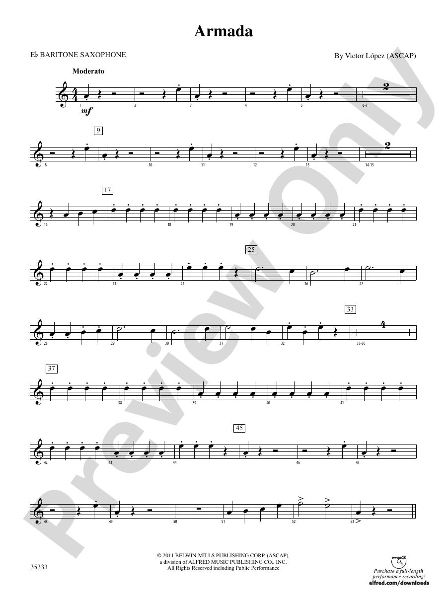 Armada: E-flat Baritone Saxophone: E-flat Baritone Saxophone Part - Digital Sheet Music Download