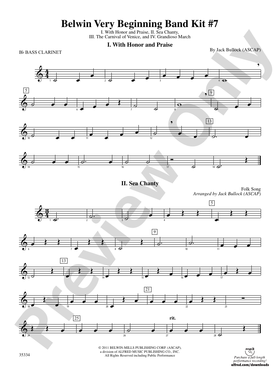 Belwin Very Beginning Band Kit #7: B-flat Bass Clarinet: B-flat Bass ...