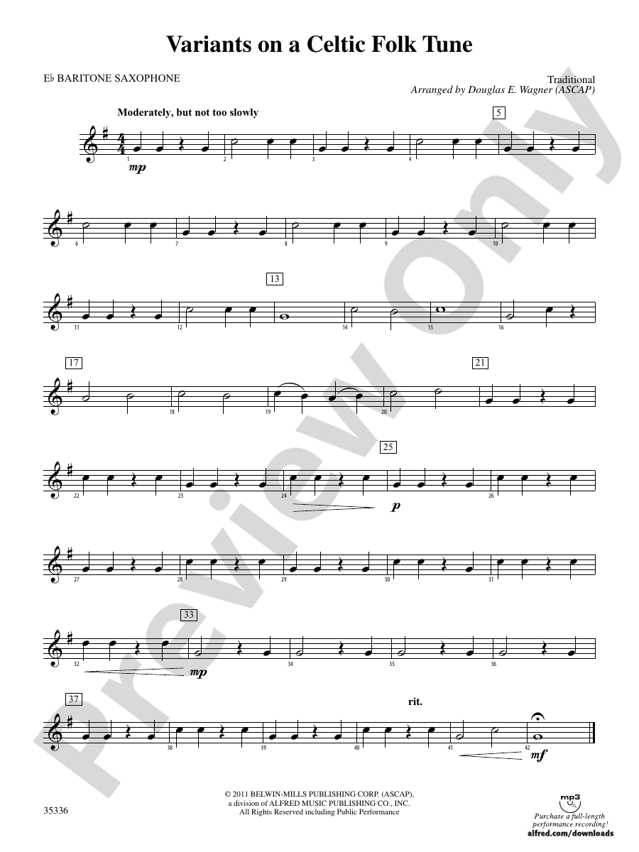 Variants on a Celtic Folk Tune: E-flat Baritone Saxophone: E-flat ...