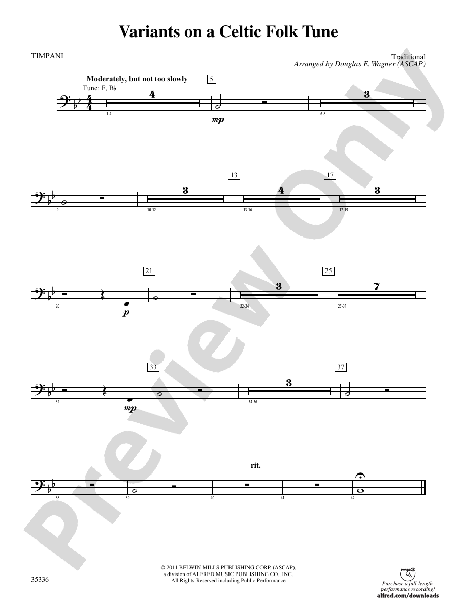 Variants on a Celtic Folk Tune: Timpani: Timpani Part - Digital Sheet Music Download